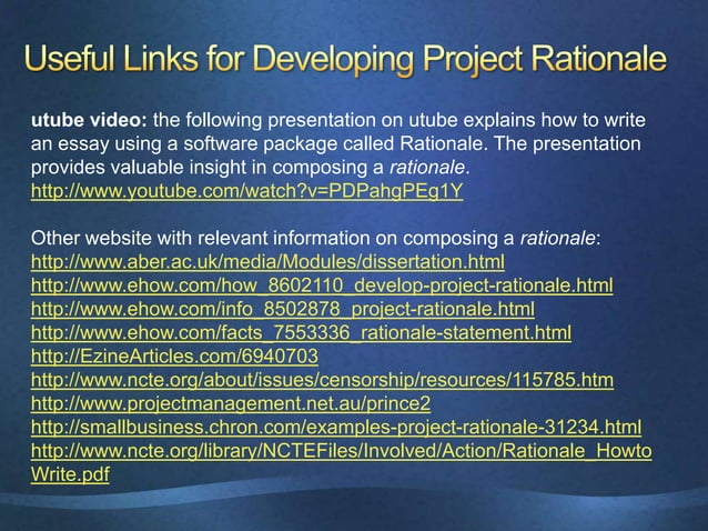 Project rationale | PPT | Free Download