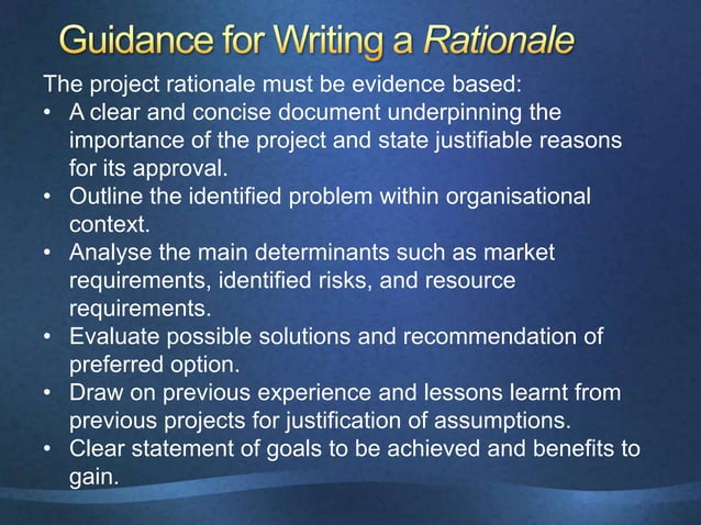 Project rationale | PPTX