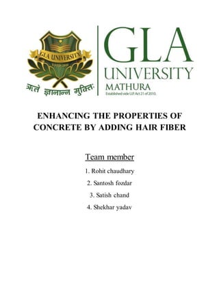Project approval synopsis on hair fibre reinforced concrete | PDF