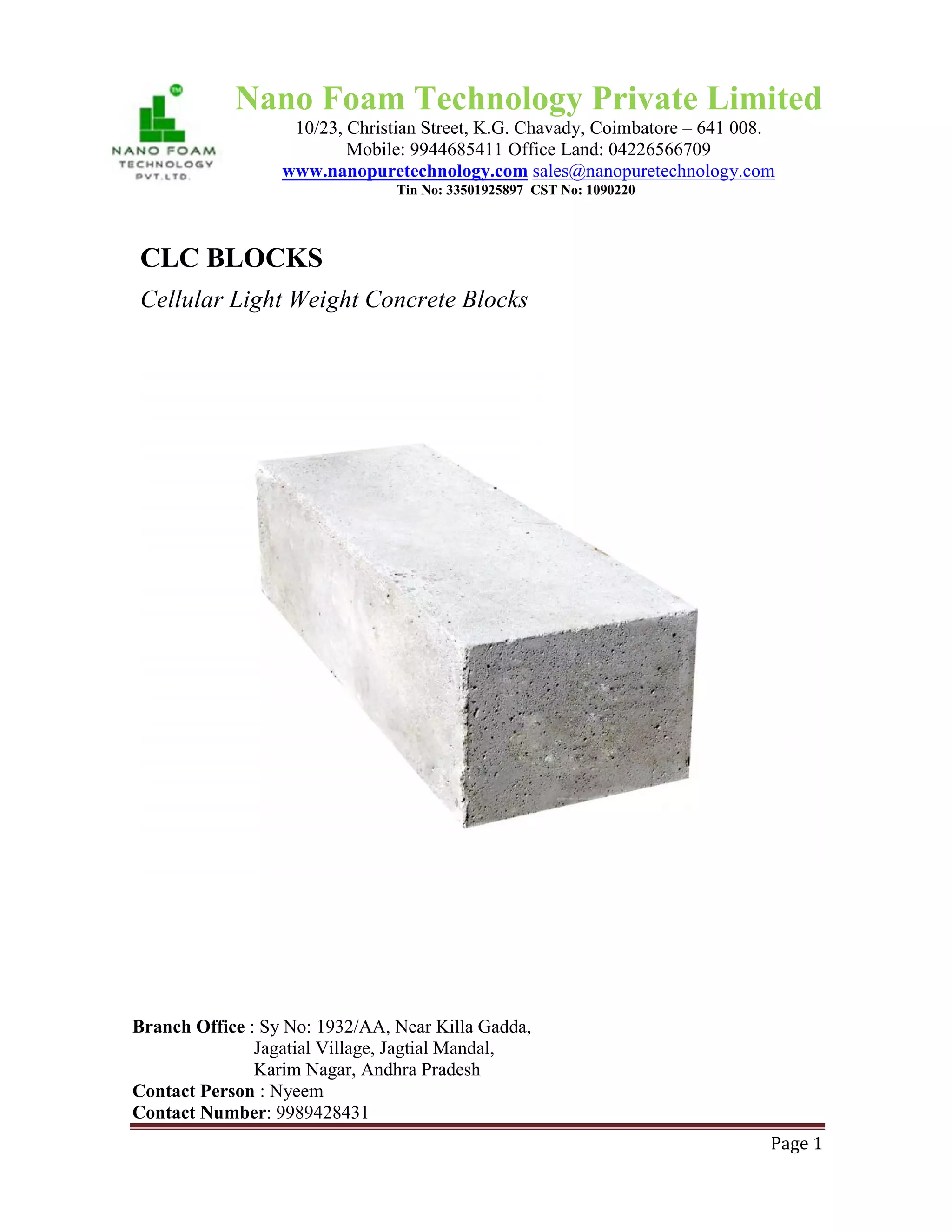 Clc Block Making Machines Project repor | PDF