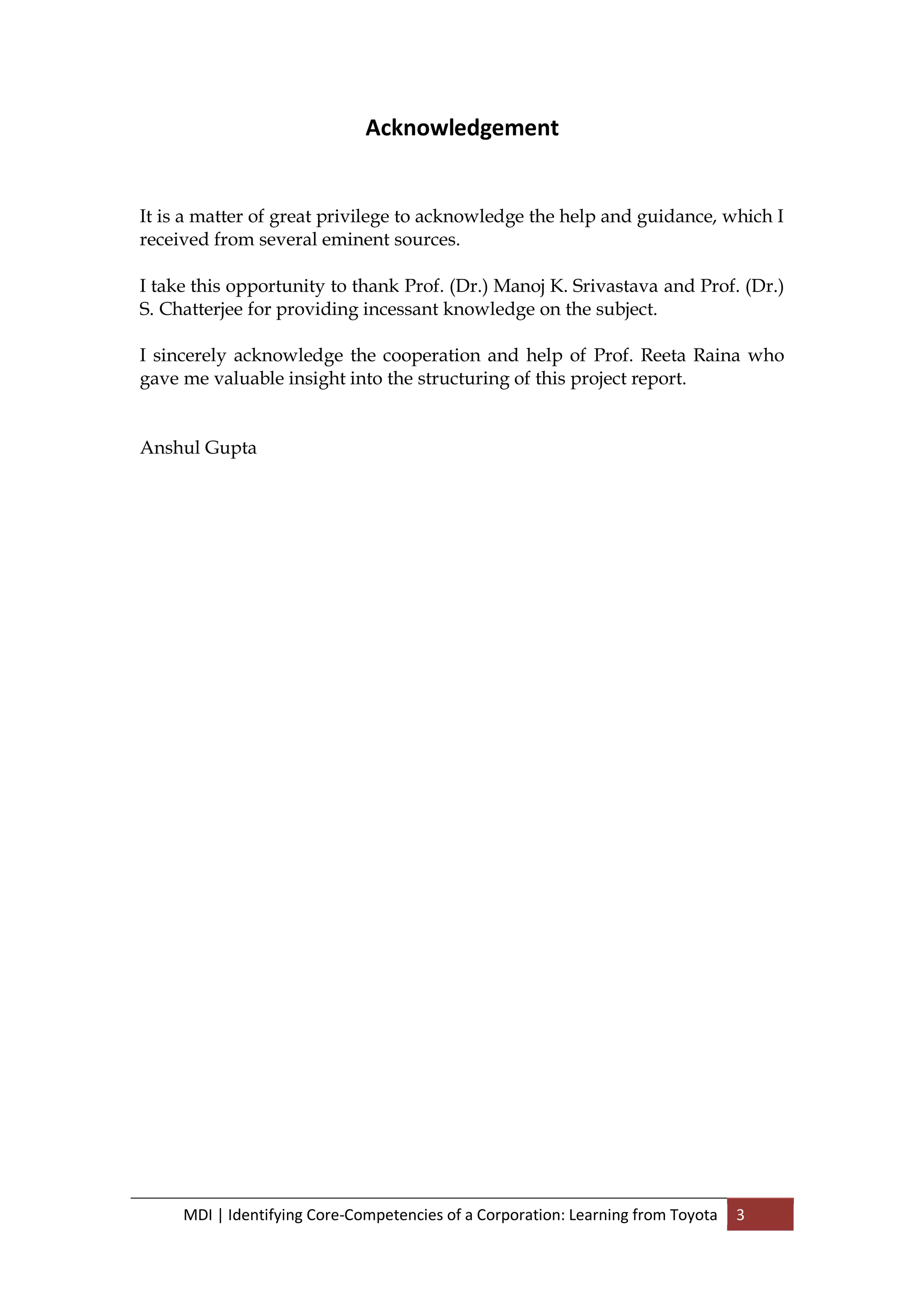 Identifying Core-Competencies of a Corporation: Learning from Toyota | PDF