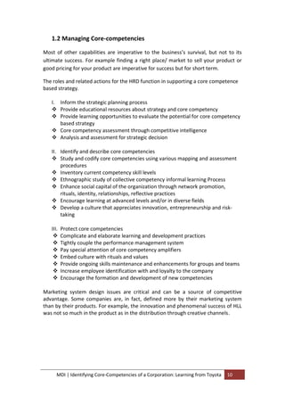 Identifying Core-Competencies of a Corporation: Learning from Toyota | PDF