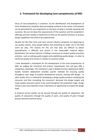 Identifying Core-Competencies of a Corporation: Learning from Toyota | PDF