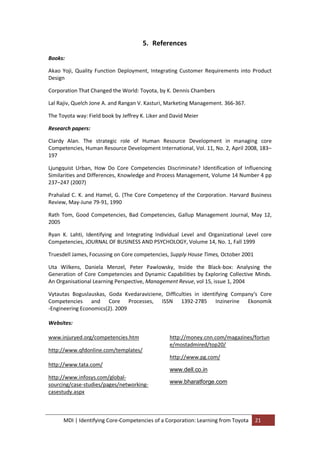 Identifying Core-Competencies of a Corporation: Learning from Toyota | PDF