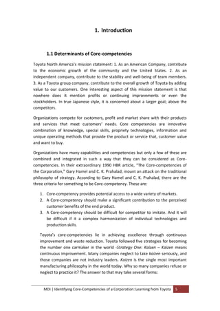 Identifying Core-Competencies of a Corporation: Learning from Toyota | PDF