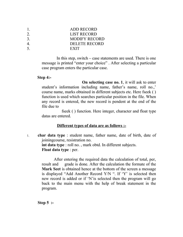 Project report | DOC | Programming Languages | Computing