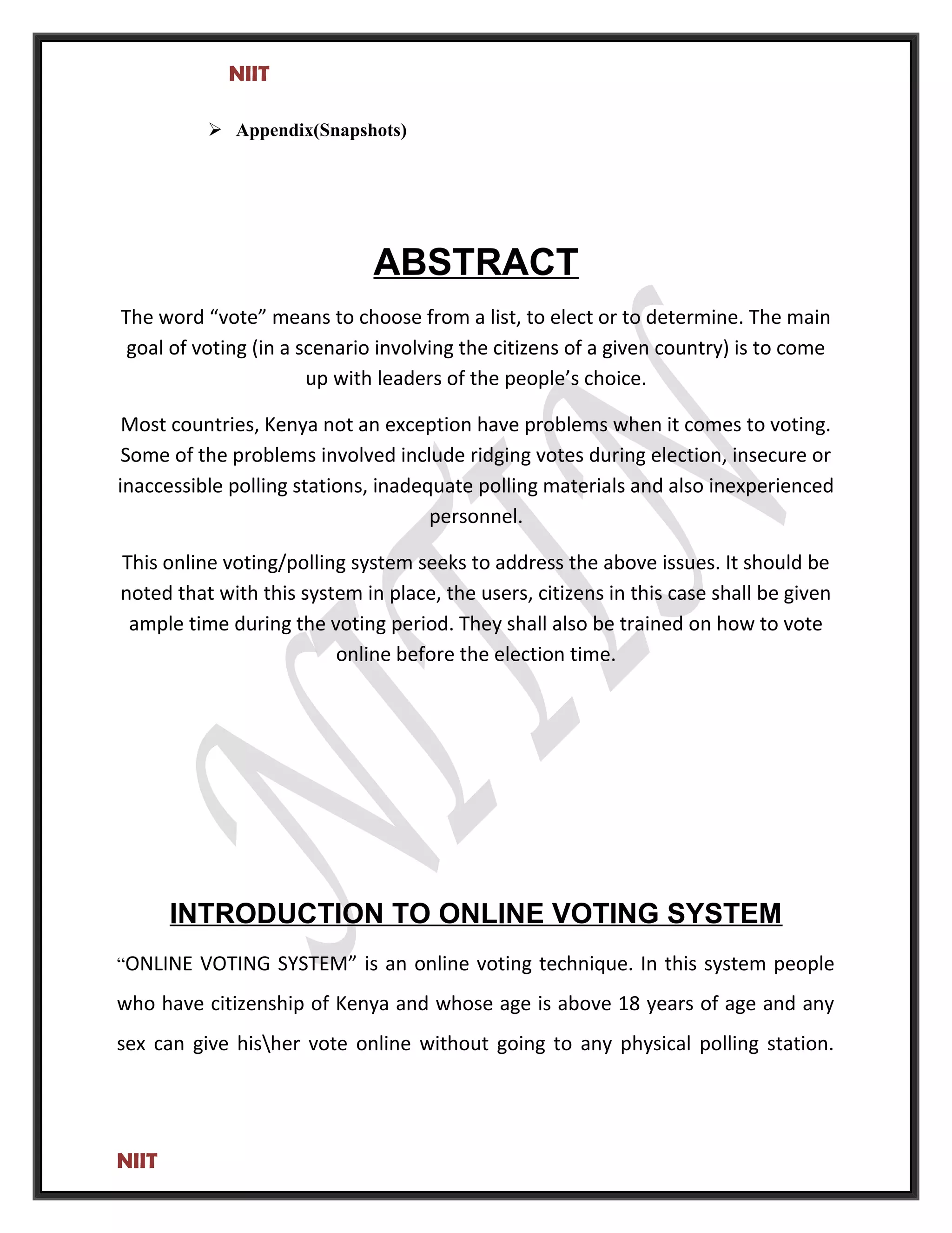 Online Voting System Project File | DOC