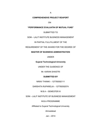A PERFORMANCE EVALUATION OF MUTUAL FUND | PDF