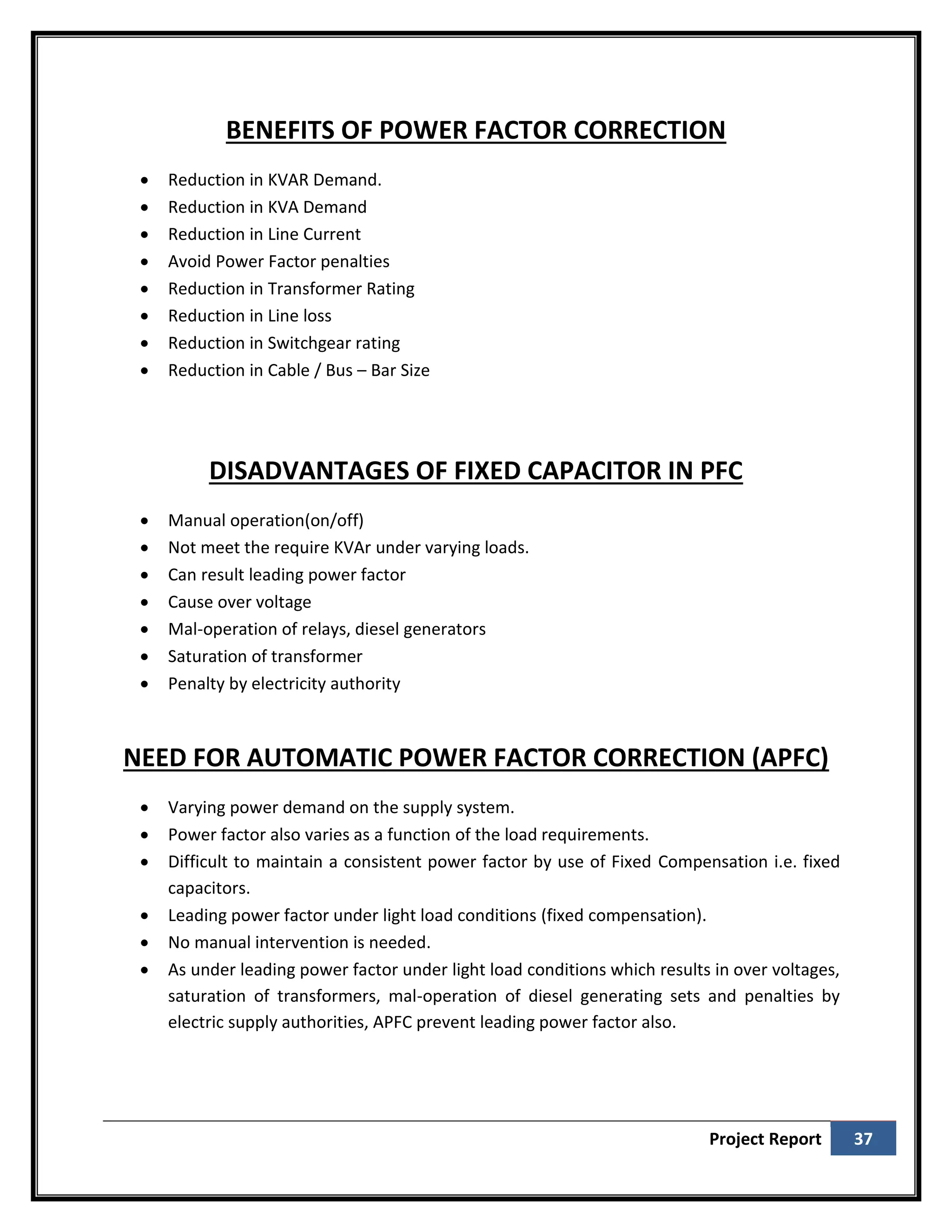 Project report on 33kv Substation and Automatic Power Factor Controller ...