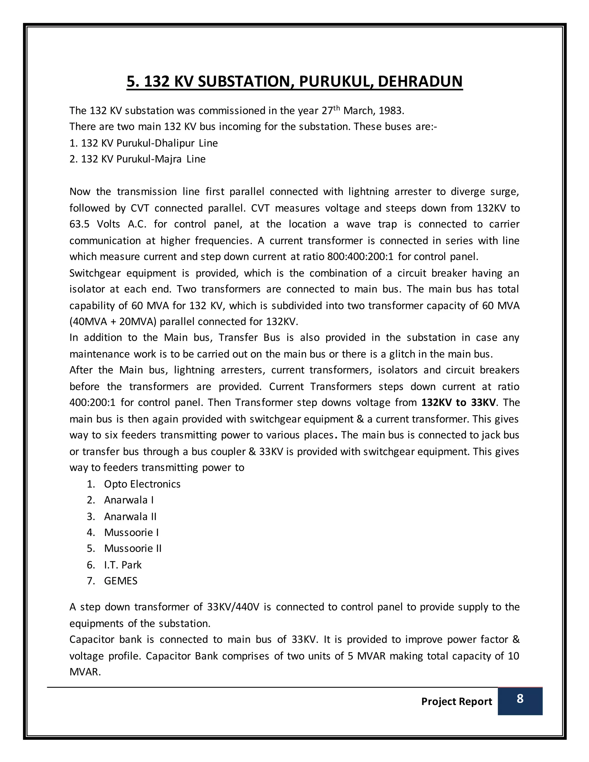 Electrical substations: 132 KV | DOCX