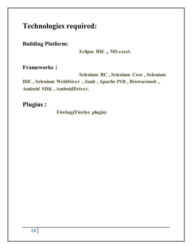 Selenium Testing Project report | DOCX
