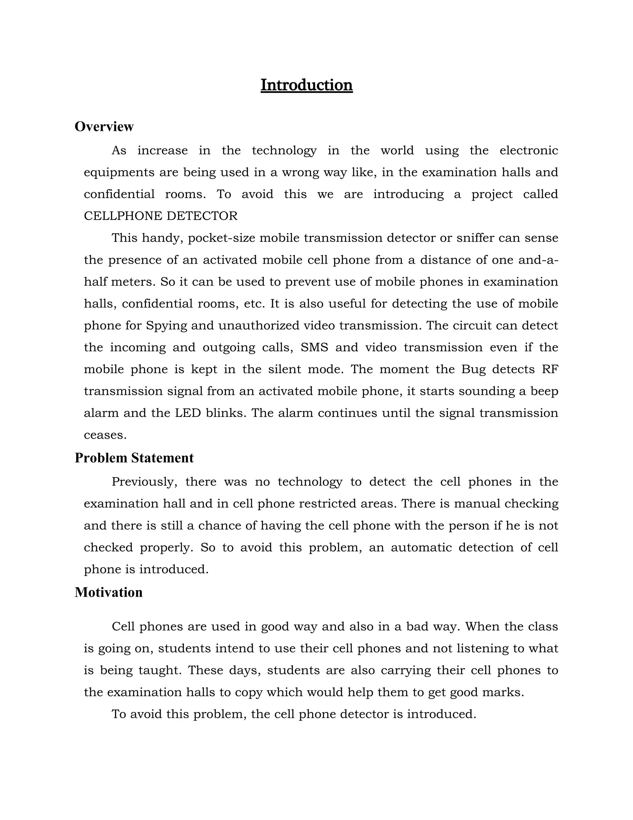 Project report of Cell phone detector circuit | DOCX