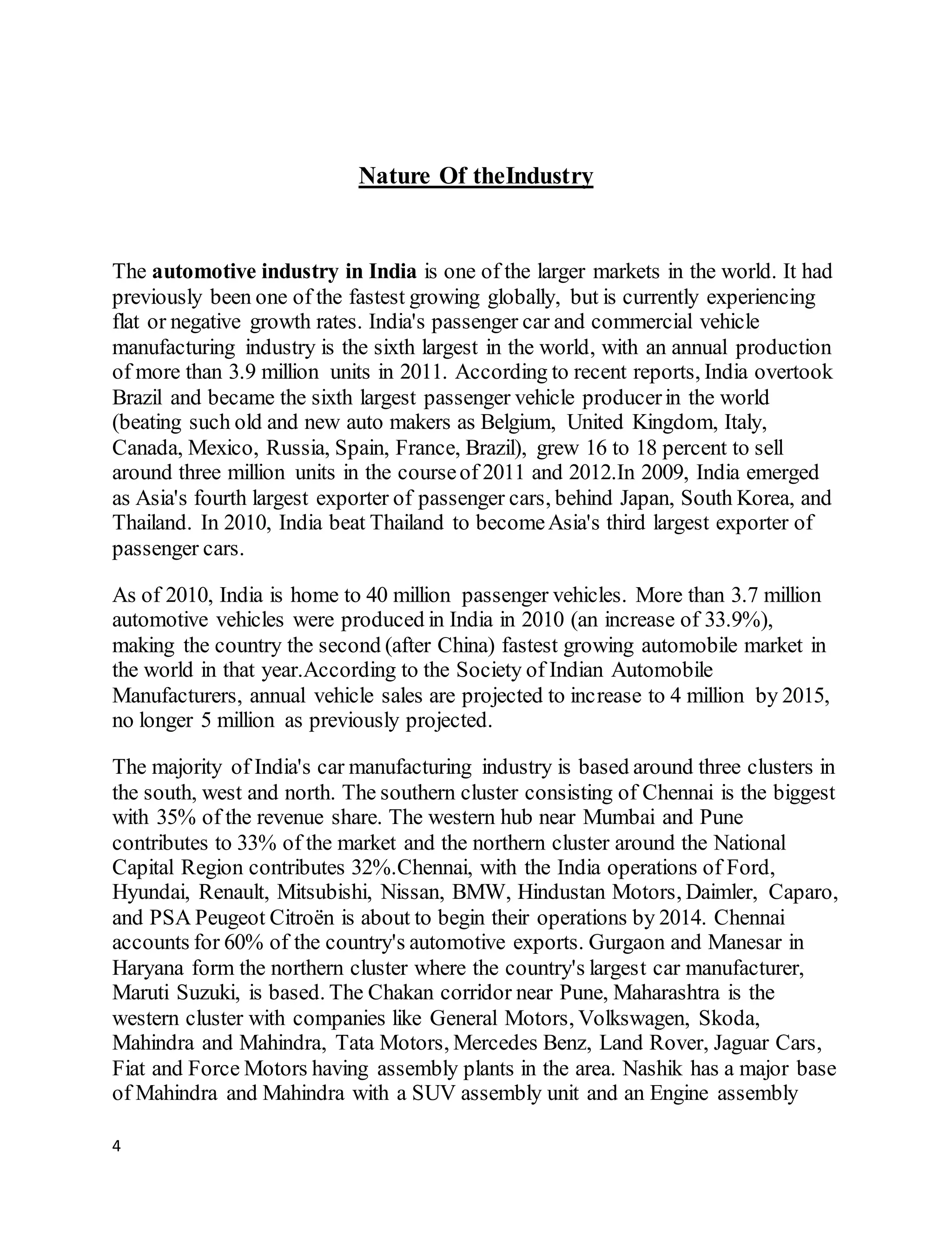 Project report industry analysis | DOCX