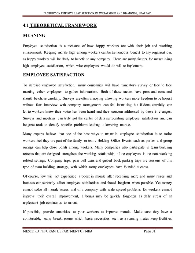 PROJECT REPORT ON EMPLOYEE SATISFACTION (sample) | DOCX | Human ...