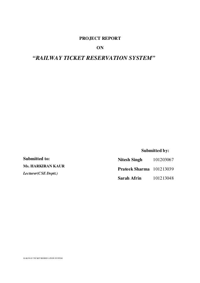 Project report on railway reservation system - sdklo