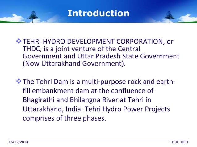 Project report on THDC Hydrop Power Plant Summer Training | PPTX