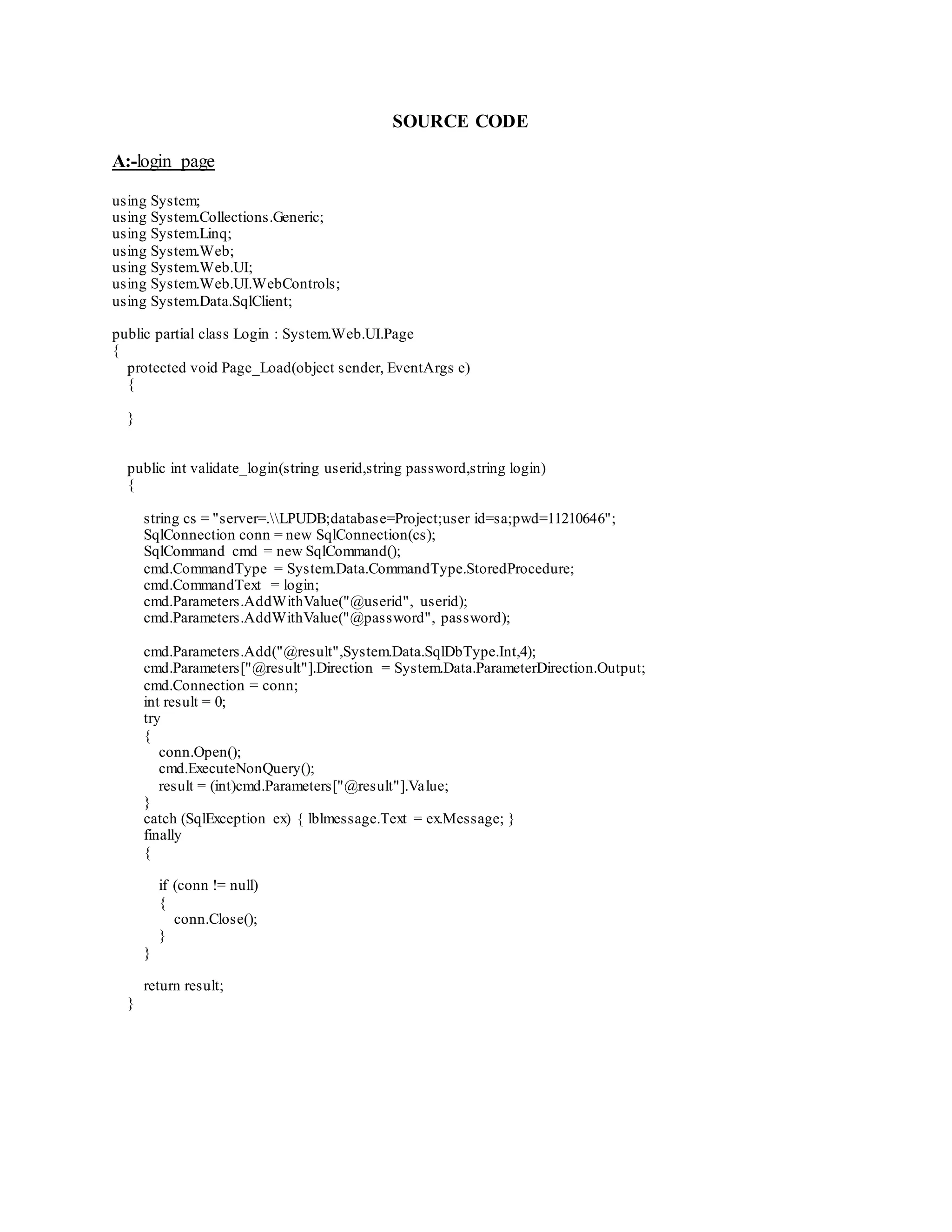 Hospital management System (asp.net with c#)Project report | DOCX