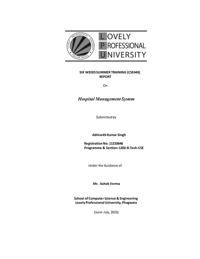 Hospital Management System With Cproject Report Pdf 