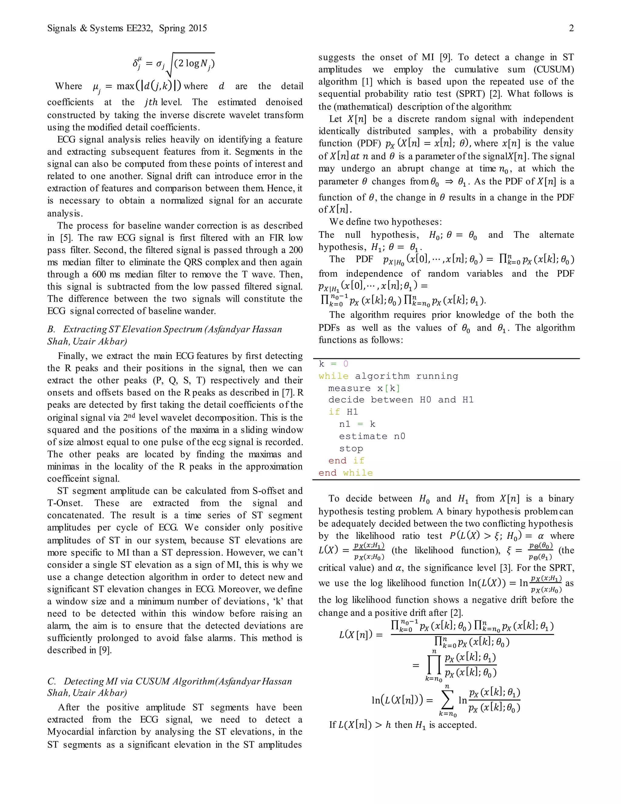 Ecg Signal Analysis For Myocardial Infarction Detection Pdf