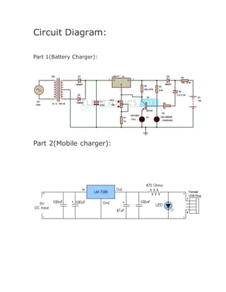Portable Mobile Battery Charger Circuit