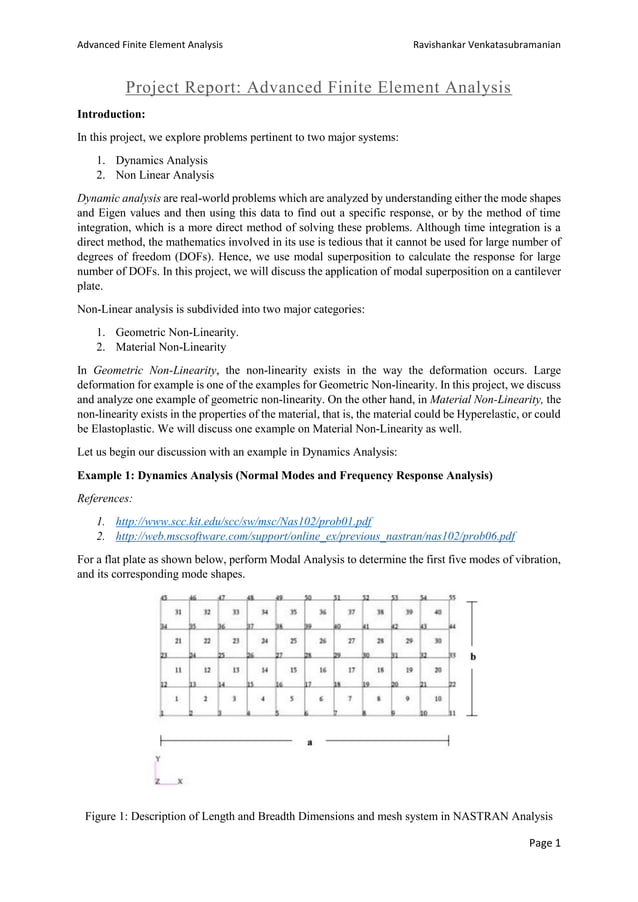 Linear Dynamics and Non-Linear Finite Element Analysis using ANSYS Workbench | PDF