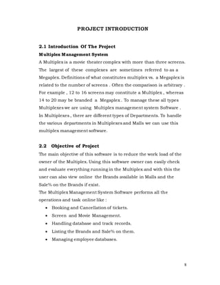 Project report on multiplex management system | DOCX