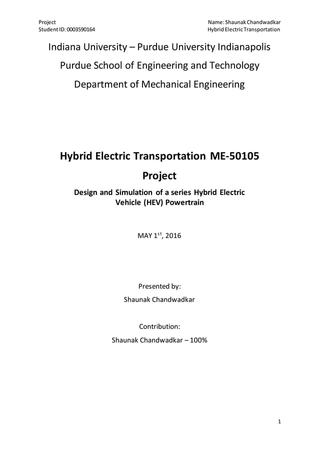 Design and Simulation of a series Hybrid Electric Vehicle (HEV) Powertrain | DOCX | Automotive ...