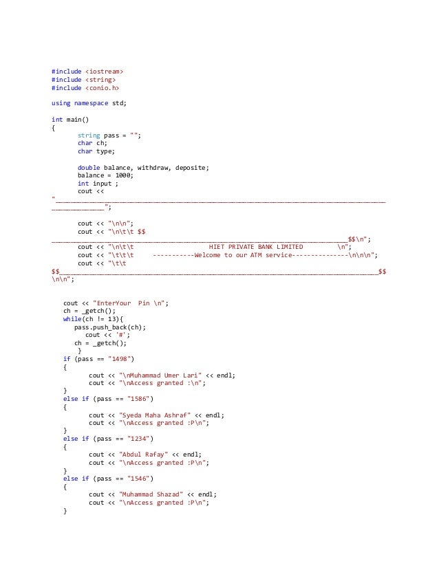 Project report on (atm MAnagment system)