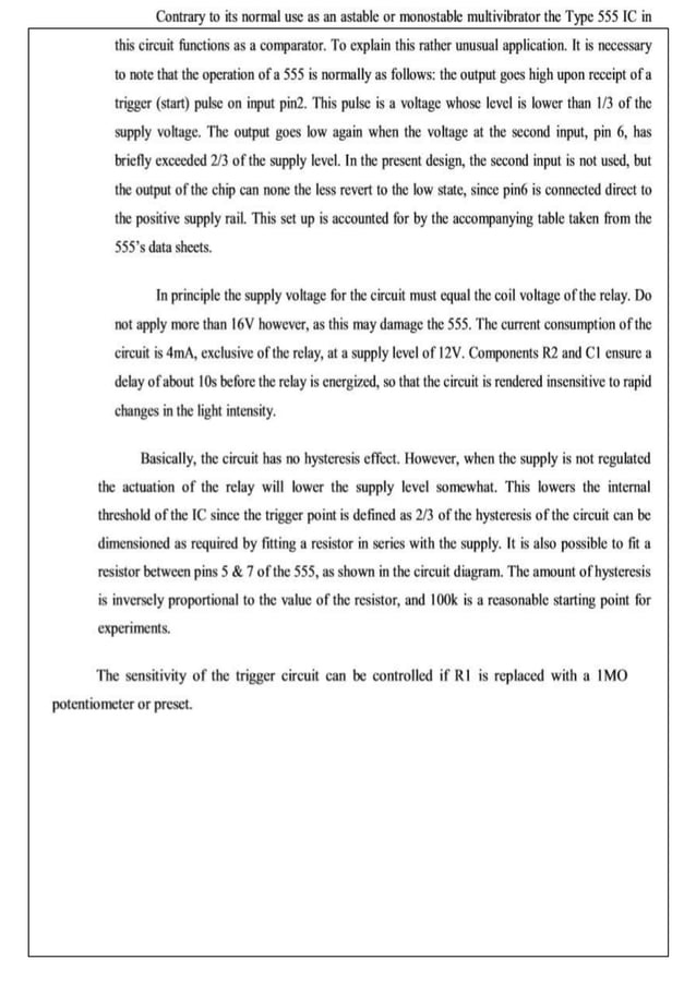 Project report on Ligth sensitive trigger | DOCX