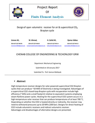 Design of open volumetric receiver for air &supercritical CO2 Brayton ...