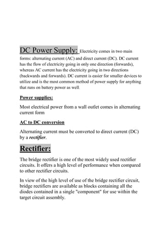 DC Power Supply Project Report (PCB) | PDF