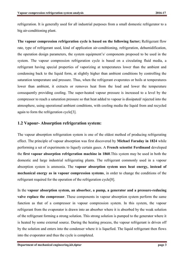 PERFORMANCE ANALYSIS OF VAPOR COMPRESSION REFRIGERATION SYSTEM USING DIFFERENT DIAMETER ...
