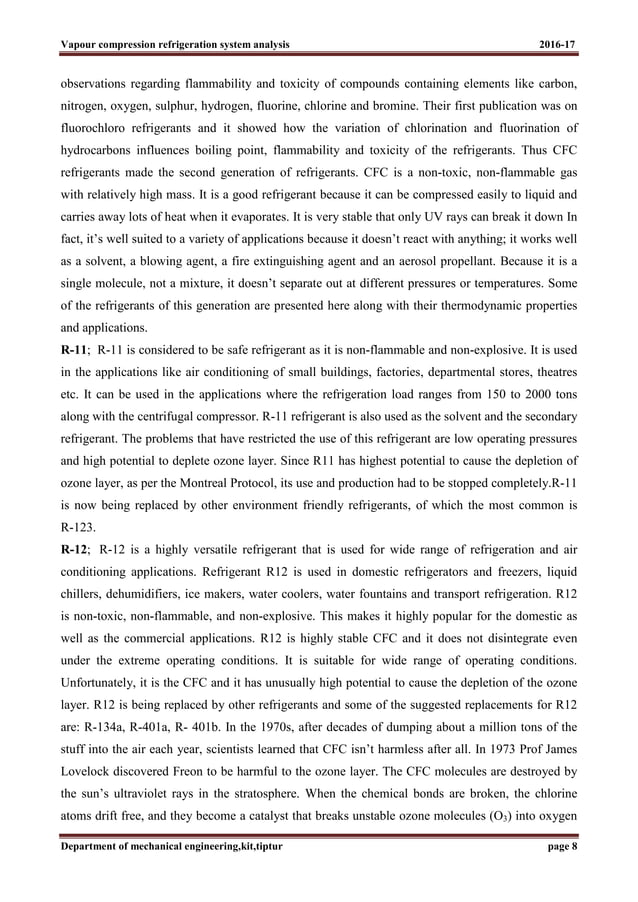 PERFORMANCE ANALYSIS OF VAPOR COMPRESSION REFRIGERATION SYSTEM USING DIFFERENT DIAMETER ...