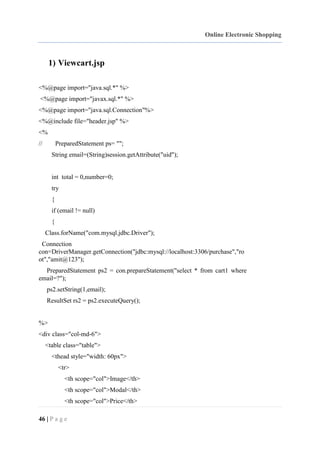 Online Electronic Shopping Project Report Final Year | PDF