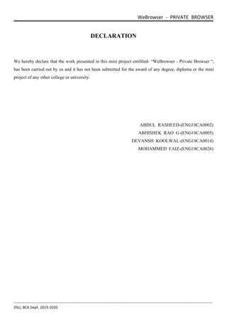 Project report - Web Browser in Java by Devansh Koolwal | PDF