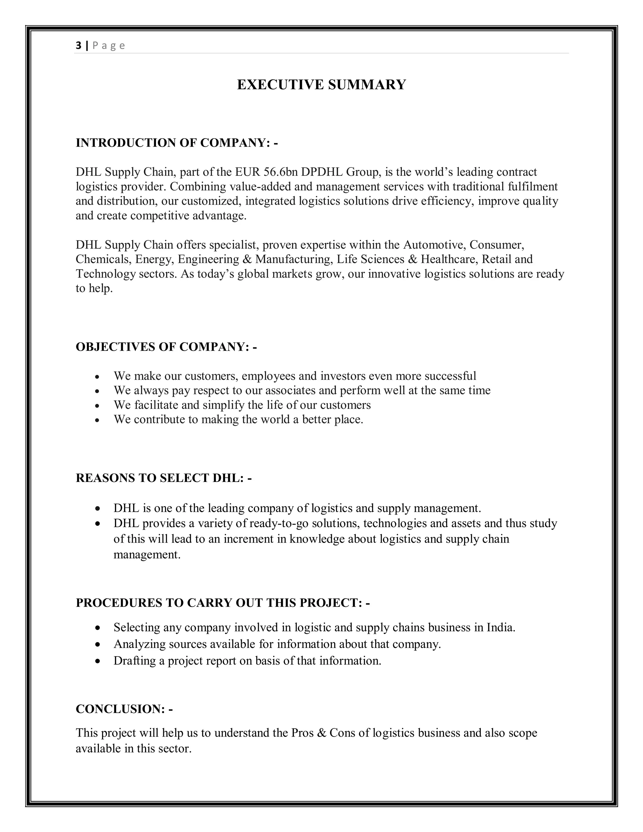 A small project report to study logistics and supply chain in details | PDF