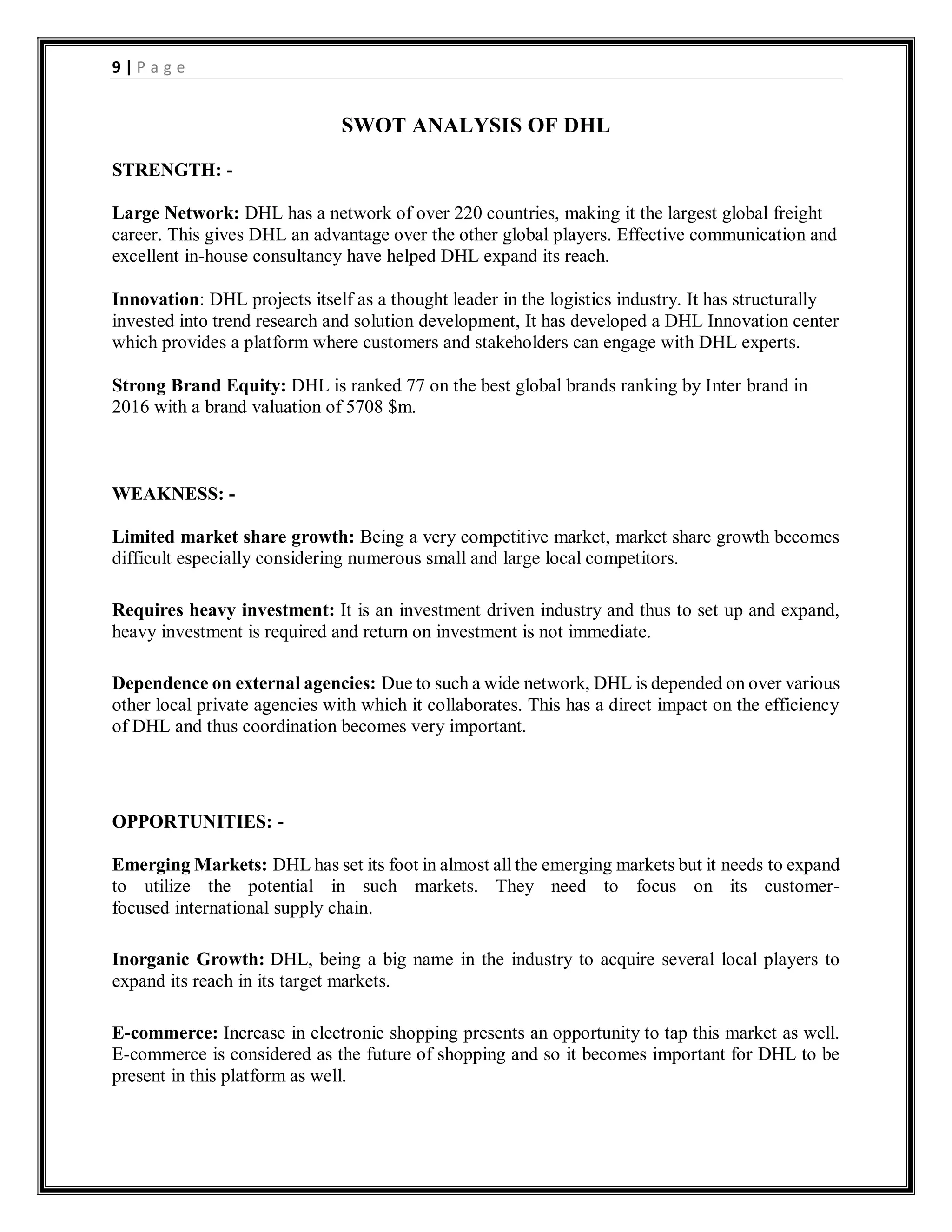 A small project report to study logistics and supply chain in details | PDF