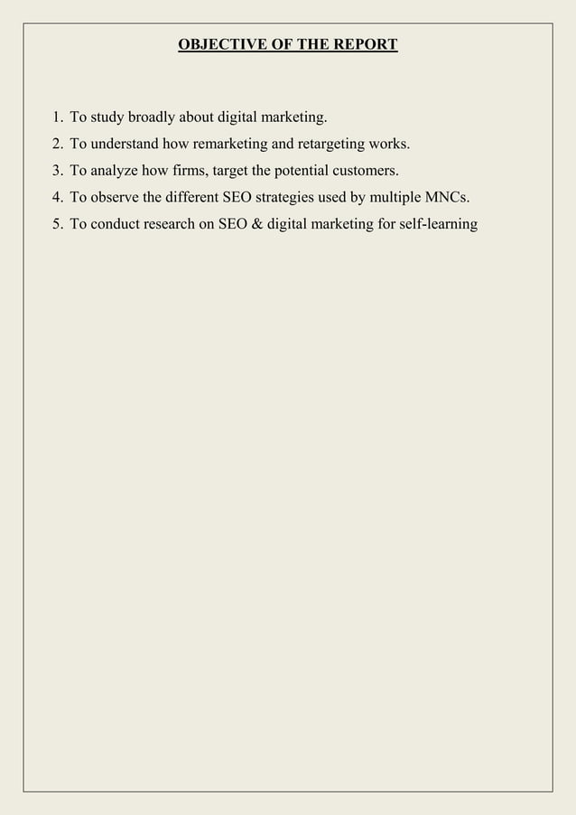 Digital Marketing Project Report | PDF