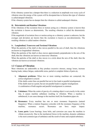 Project report on Adaptive Tuned Dynamic Vibration Absorber | PDF