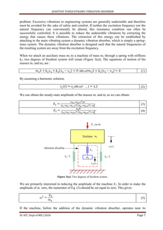 Project report on Adaptive Tuned Dynamic Vibration Absorber | PDF