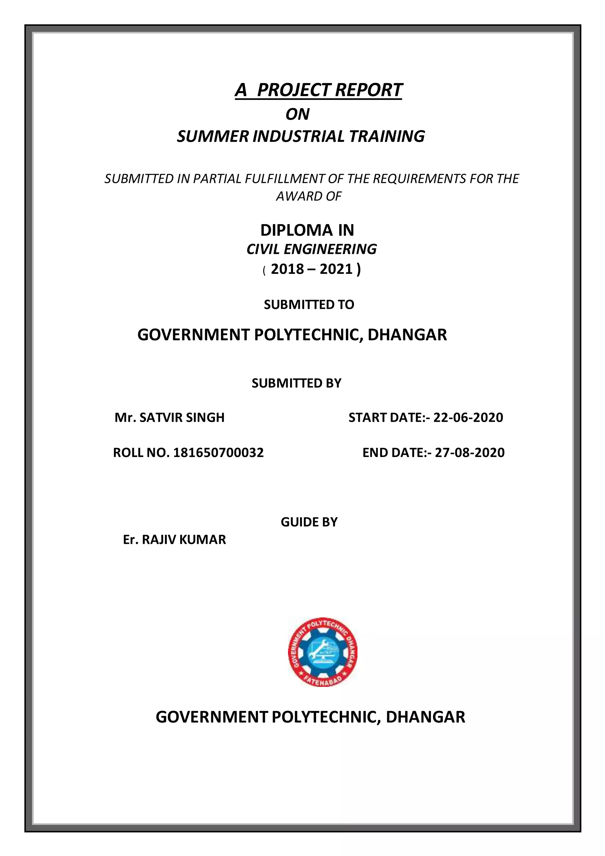 Building Industrial Training report for CIVIL ENGINEERING | DOCX