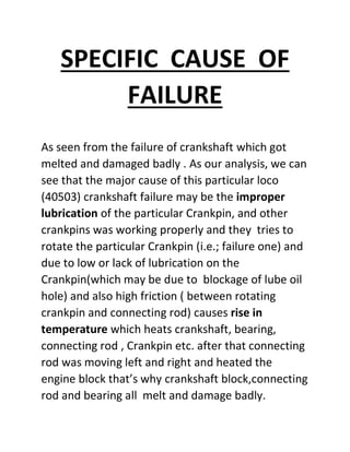 Failure of crankshaft in diesel locomotive | PDF