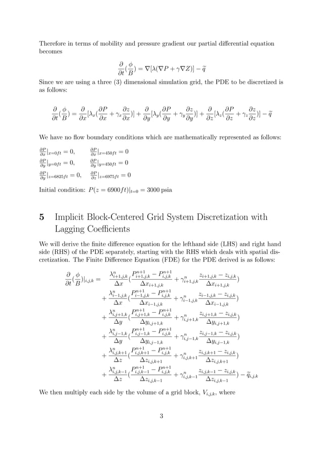 Numerical Simulation of a 3-D Subsurface Reservoir | PDF