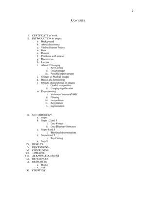 Project report 3D visualization of medical imaging data | DOC