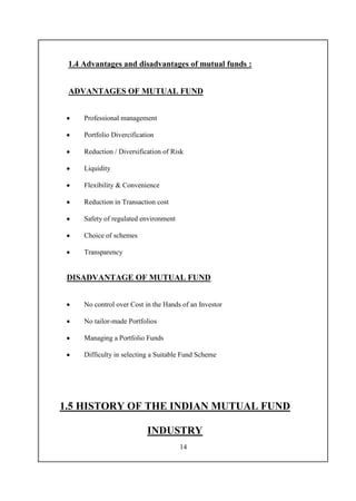 Project report a study of sbi mutual funds up | DOCX