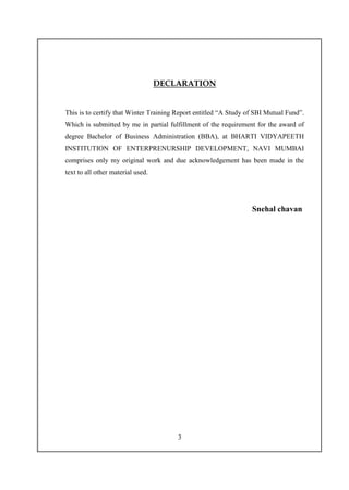 Project report a study of sbi mutual funds up | DOCX