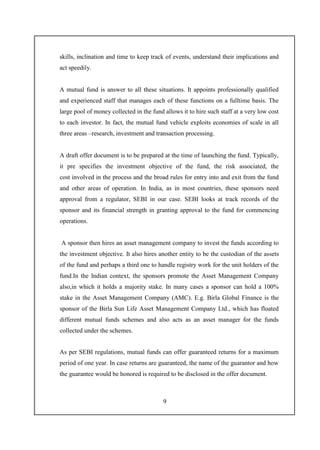 Project report a study of sbi mutual funds up | DOCX
