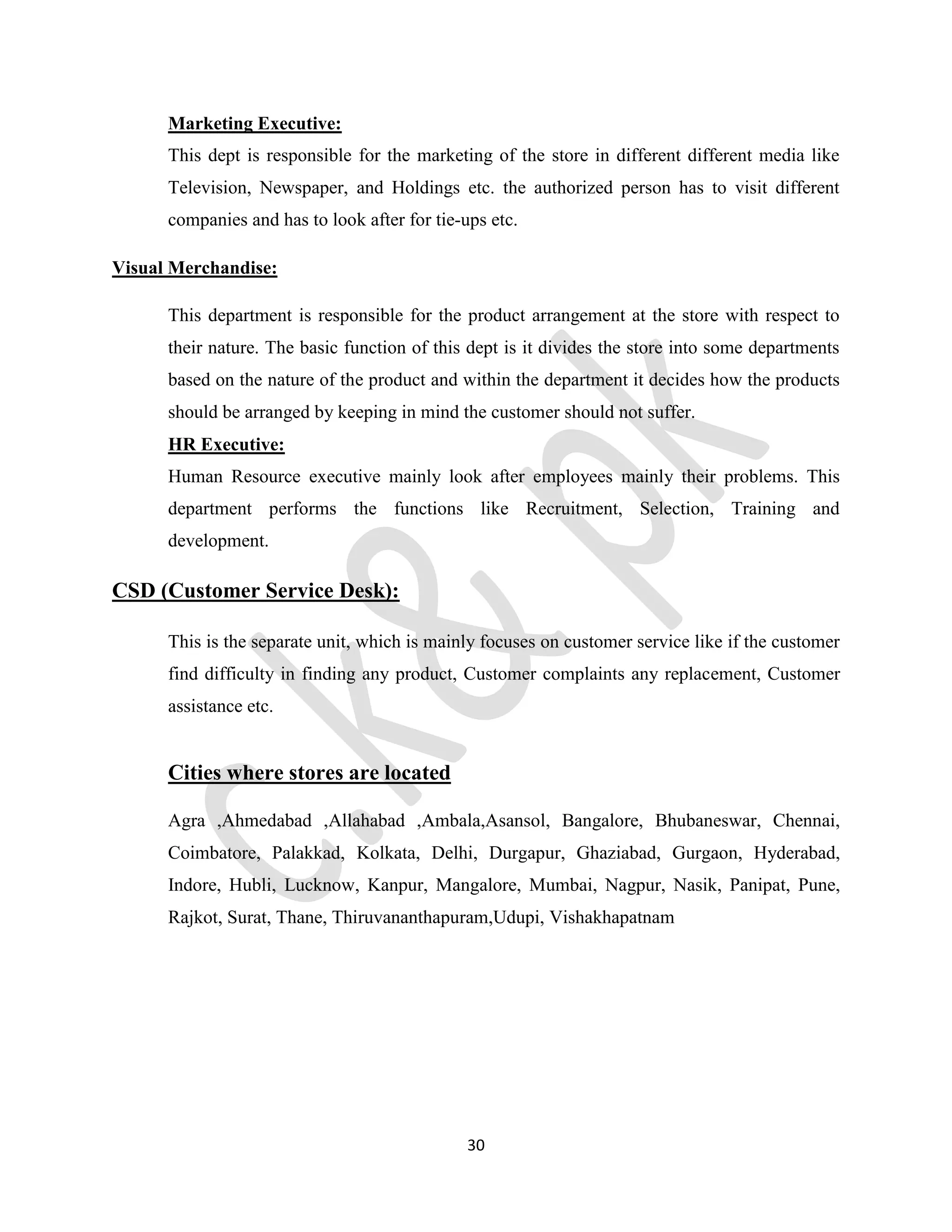 Project report on retail management . | DOCX