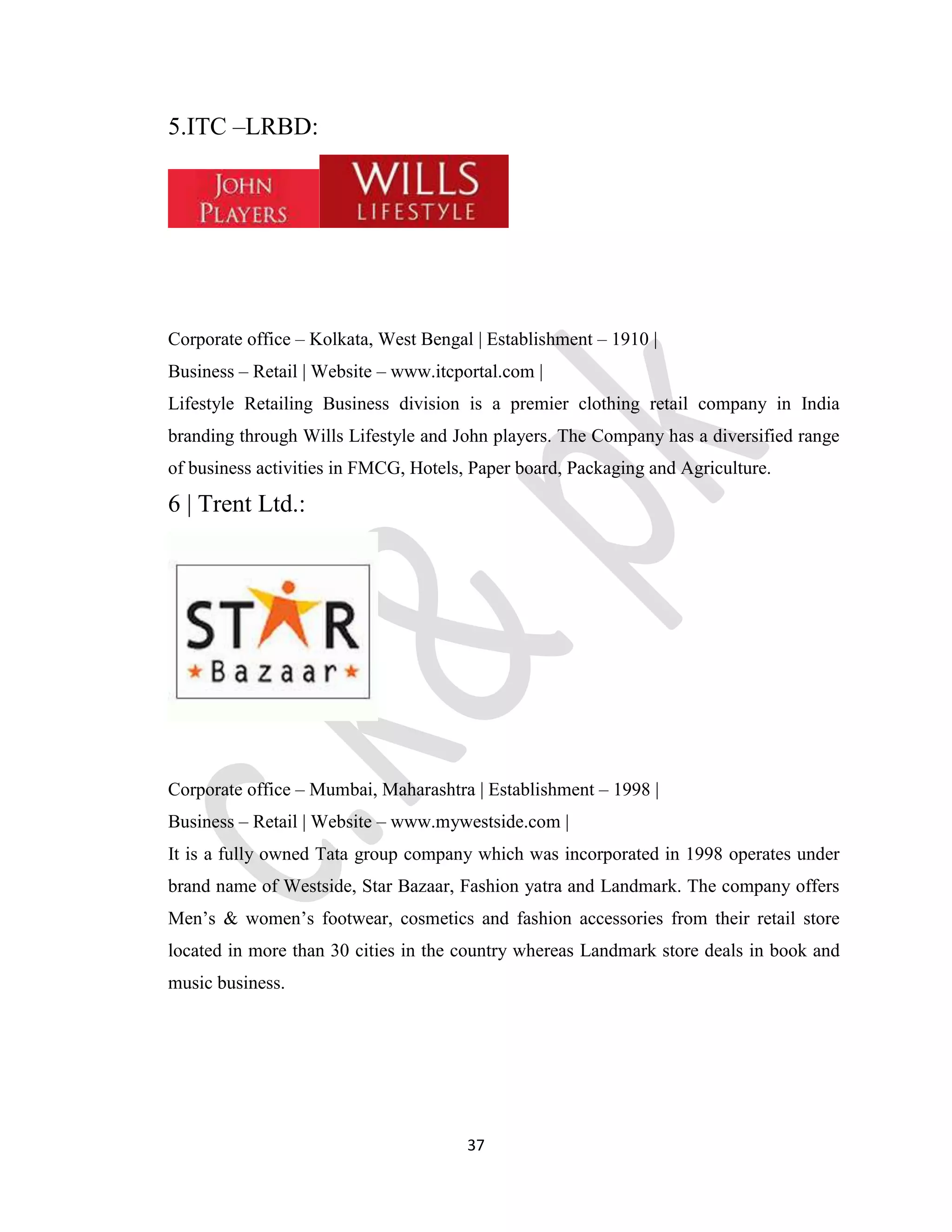 Project report on retail management . | DOCX