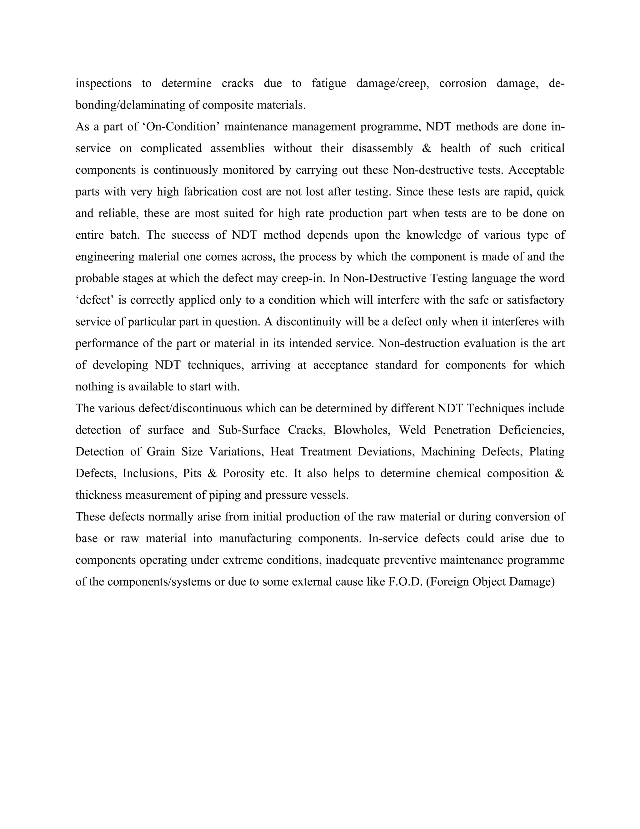 Various Nondestructive Testing Techniques And Their Inspections On Aircraft Structures Doc